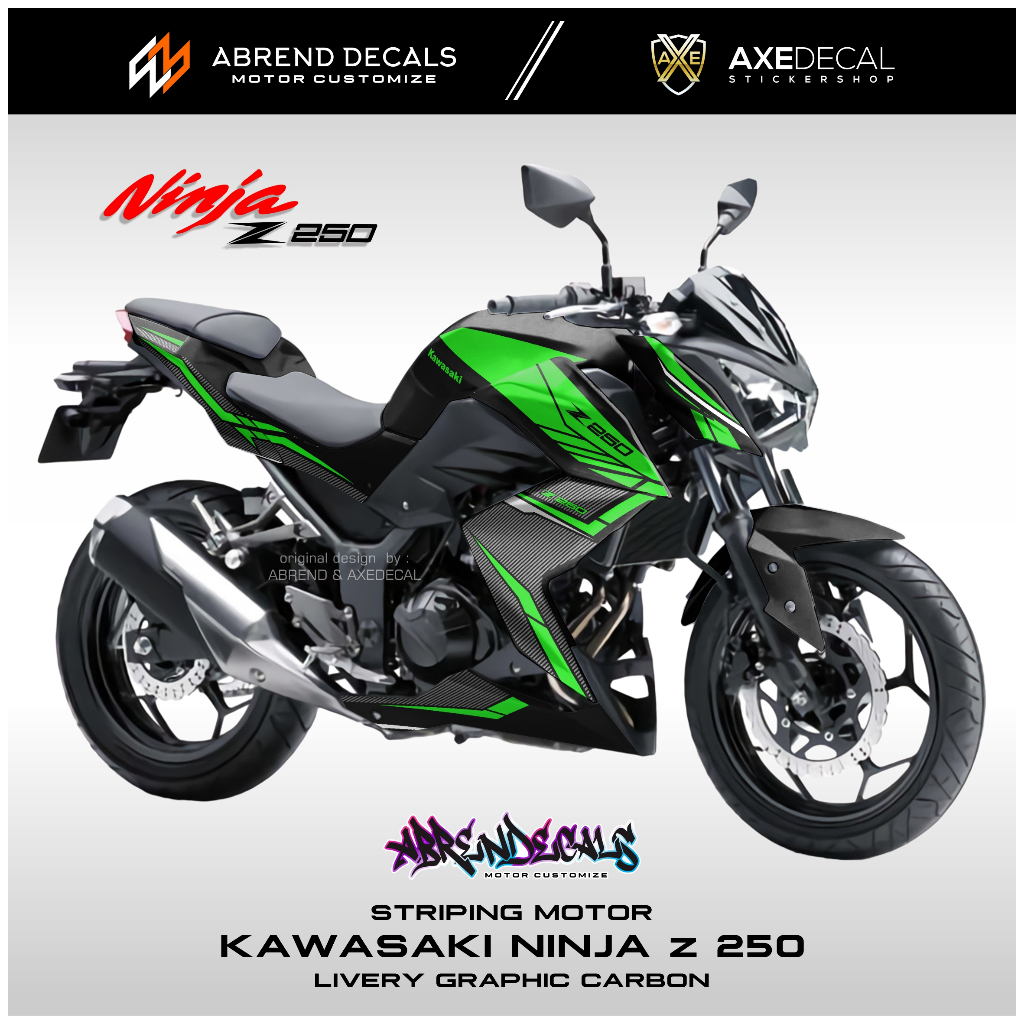 Jual Striping Ninja Z250 Graphic carbon / Stiker Motor Kawasaki Z 250 ...