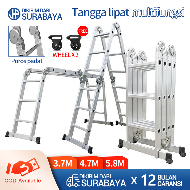 Jual Tangga Lipat 3.7M/4.7M/5.8M Meter Tangga Paduan Aluminium Rumah ...
