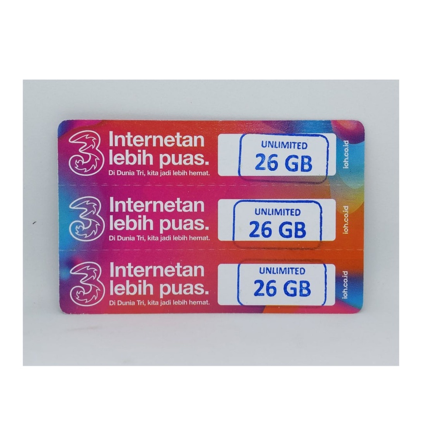Jual Voucher Three UNLIMITED 26 GB ( NASIONAL) | Shopee Indonesia