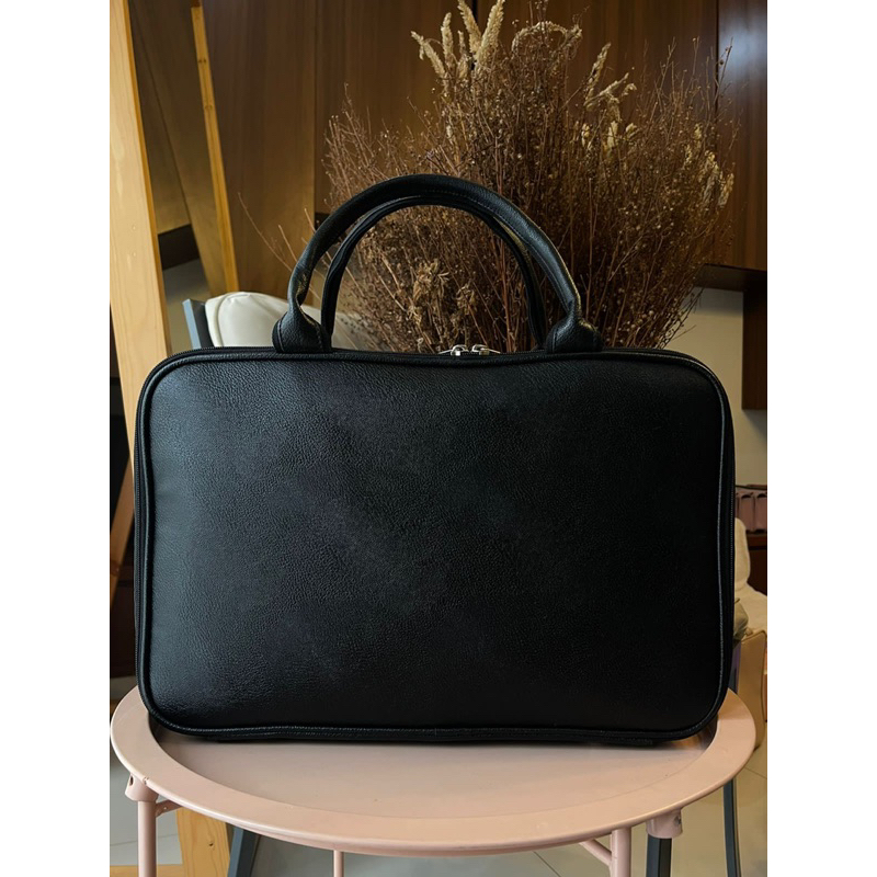Jual koper mini / travel bag / BLACK LEATHER | Shopee Indonesia