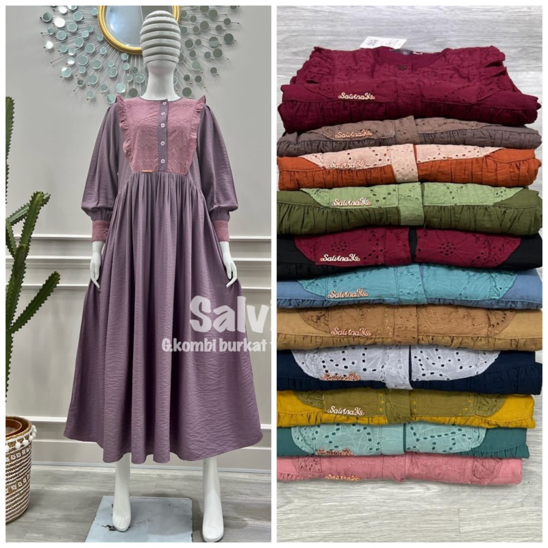 Jual GAMIS SALVINA ys ( kombi brokat) | Shopee Indonesia