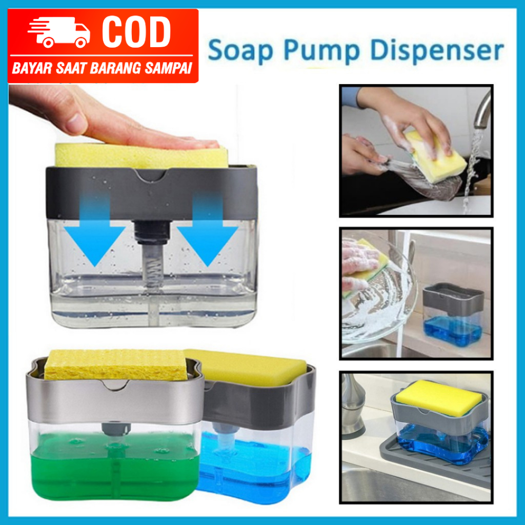 Jual Dispenser Sabun Cair Cuci Piring Soap Pump Sponge Caddy / Tempat ...
