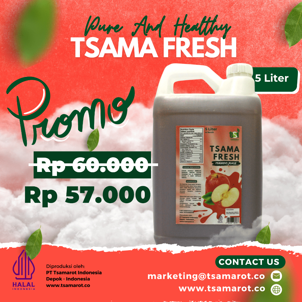 Jual Tsama Fresh- Apple Juice 5L- Jus Apel - Juice - 5L | Shopee Indonesia