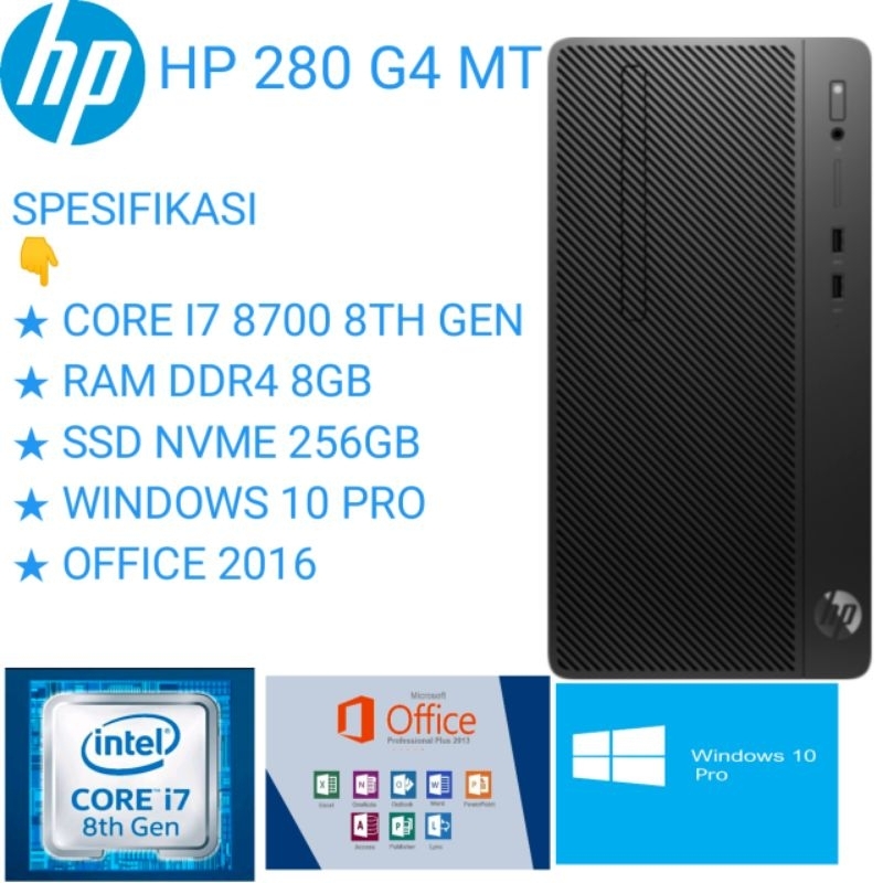 Jual CPU PC HP 280 G4 MT CORE I7 8700 3.20GHZ 8TH GEN RAM 8GB SSD 256Gb | Shopee Indonesia
