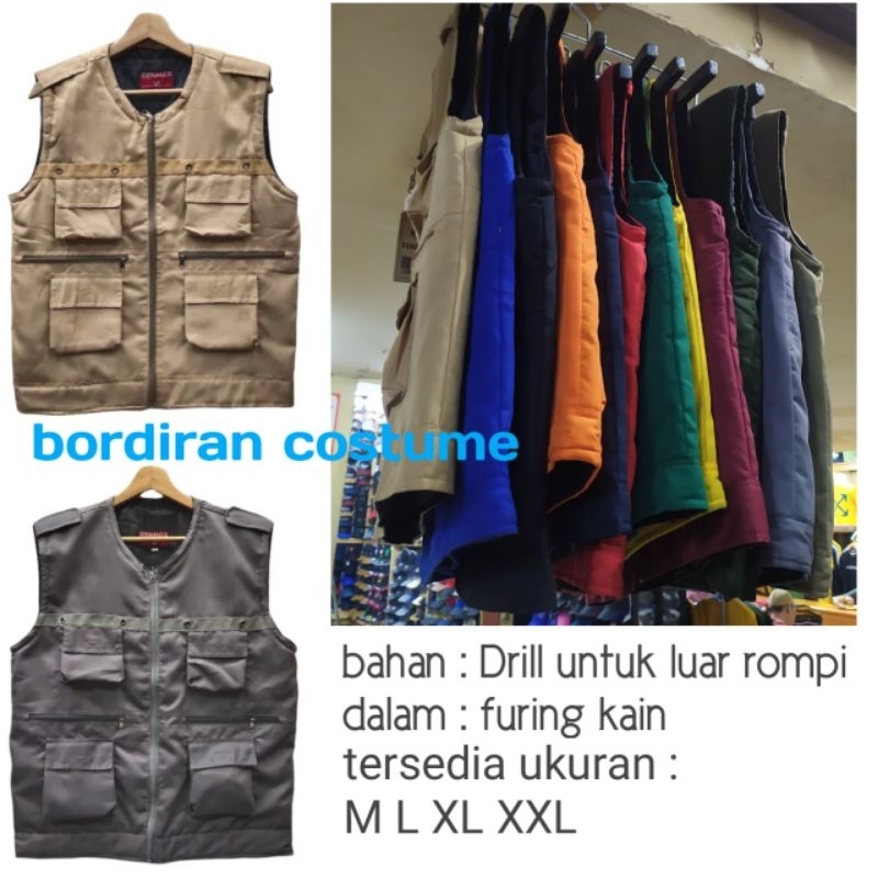 Jual rompi costume bahan drill luar dalam furing kain tebal costume ...