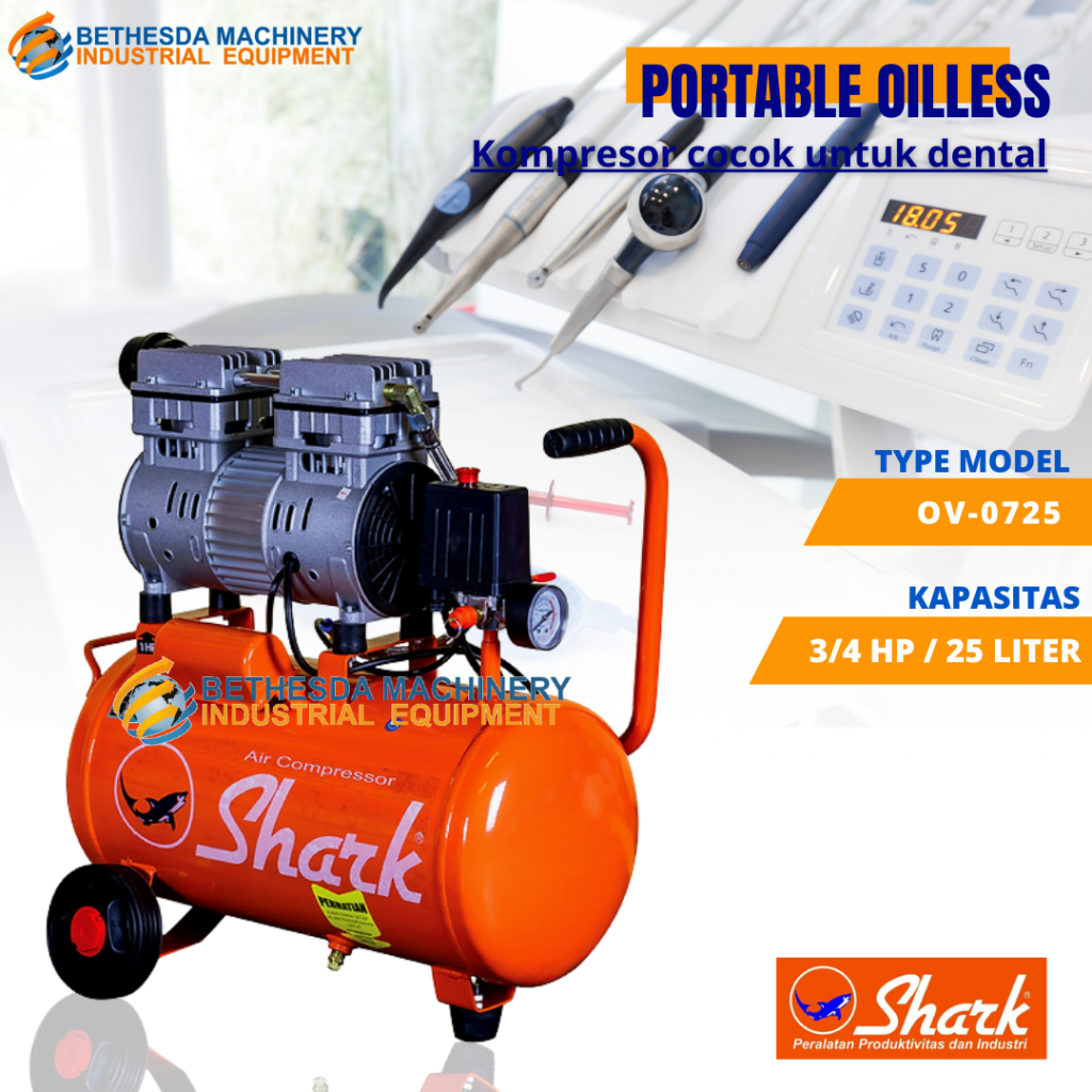 Jual Kompresor shark portable Oilless 3/4 HP - 25 Liter Kompresor Auto 8Bar | Shopee Indonesia