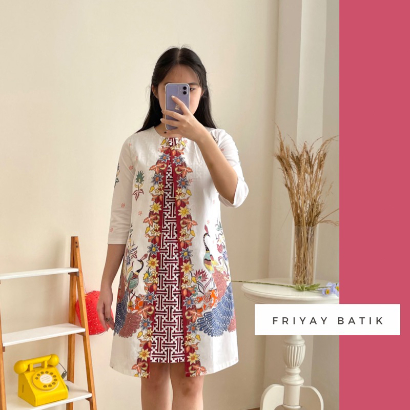 Jual Ocean Dress Batik / Baju Terusan Batik Wanita Putih | Shopee Indonesia