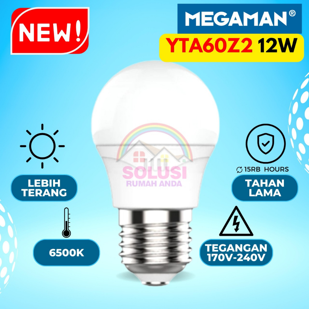 Jual LAMPU MEGAMAN YTA60Z2 12W 6500K 170-240V | Shopee Indonesia