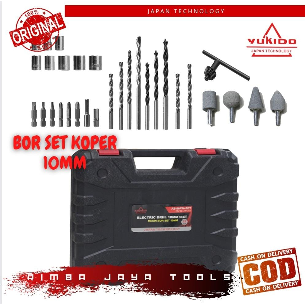 Jual YUKIDO Mesin Bor Set Koper Paket Lengkap Impact Drill 10 mm - Bor Tembok Set 10mm - Bor ...