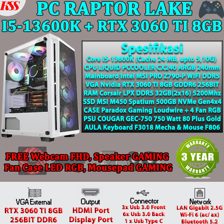 Jual [Gen 13th] PC Gaming / Komputer Core i5-13600KF, 32GB DDR5, VGA ...