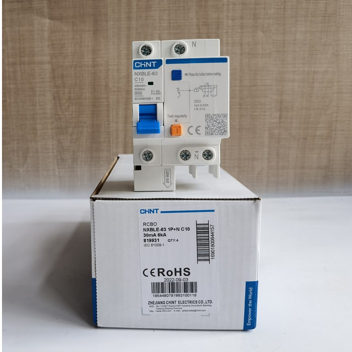 Jual Chint RCBO NXBLE-63 1P+N 10A 30mA | Shopee Indonesia