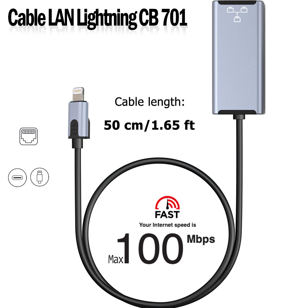 Jual Ethernet Adapter Converter Lightning 10 Mb/s-100Mbps Network RJ45 ...