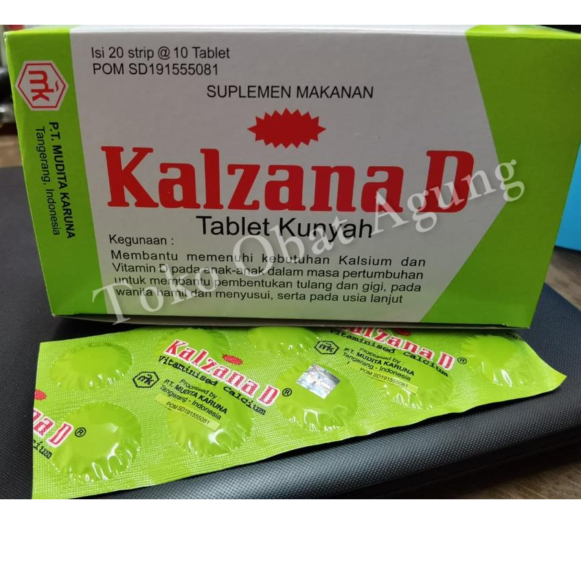 Jual Kalzana D tablet kunyah (Kemasan 1 Strip). Kalsium Untuk Dewasa & Anak-Anak Dalam Masa ...