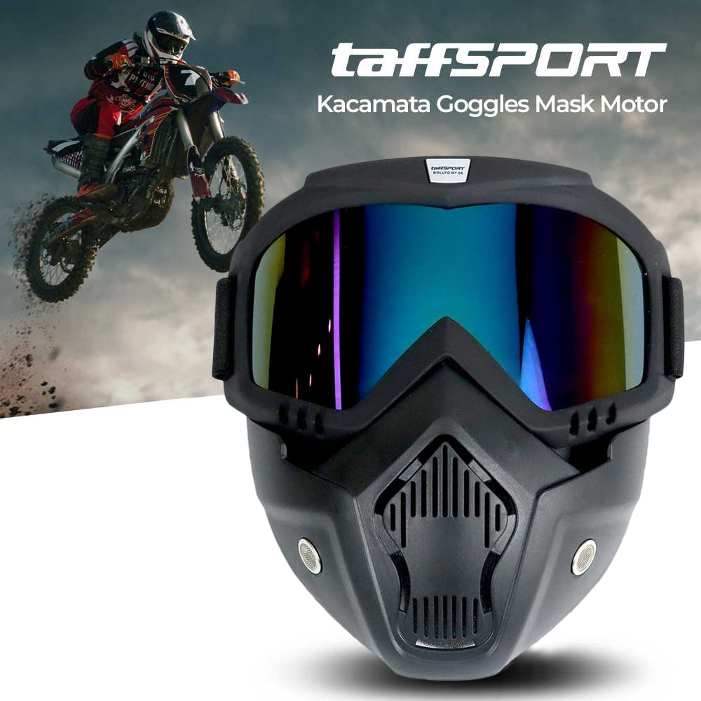 Jual Kacamata Goggles Mask Motor Retro + Masker Full Face Helm Goggles ...