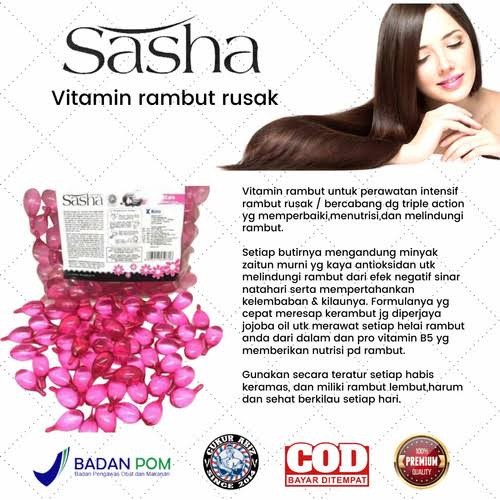 Jual Sasha Vitamin Rambut Rusak dan rambut hitam / sasha hair vitamin ...