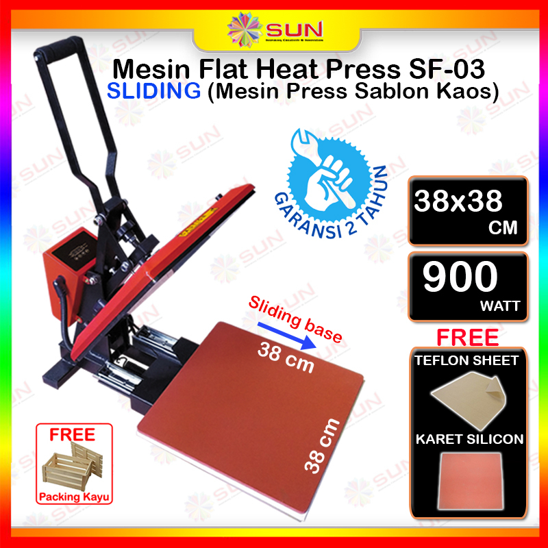 Jual Mesin Press Sablon Kaos Sliding 38x38 High Pressure SF-03 Kaos ...