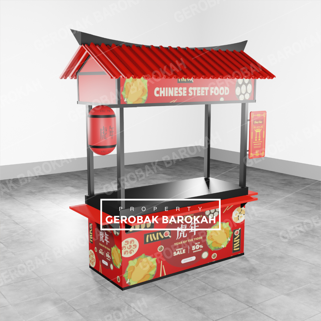 Jual Gerobak Dimsum/ Booth Chinese Food Merah Hitam | Shopee Indonesia
