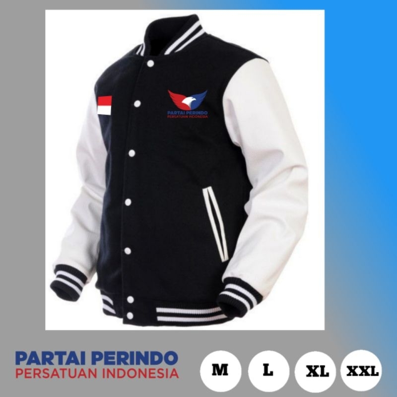 Jual jaket varsity model kancing partai Perindo logo depan belakang ...