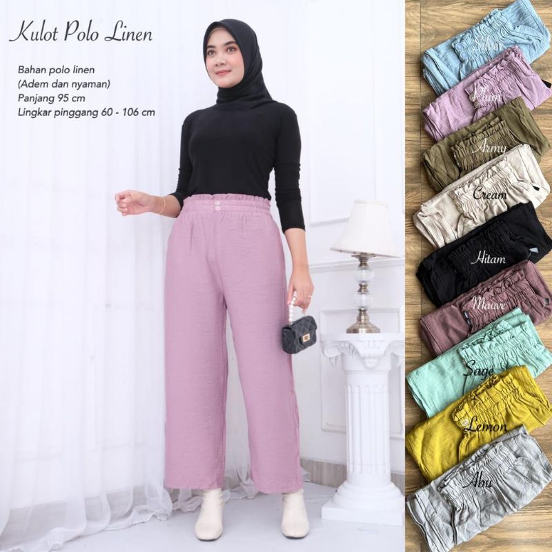 Jual Kulot Polo Linen XL 2Kancing //JF425 | Shopee Indonesia