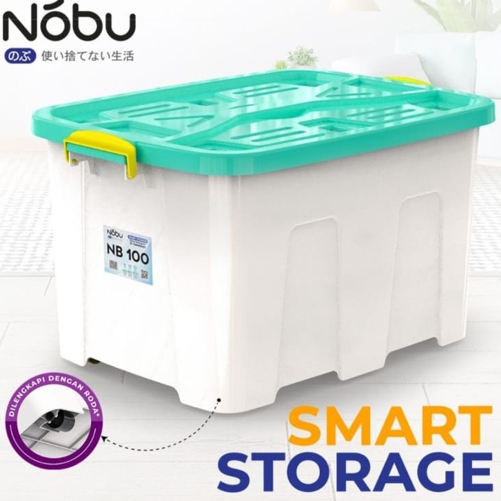 Jual PROMO BOX CONTAINER JUMBO 100 LITER NOBU + RODA - Kontainer Box ...