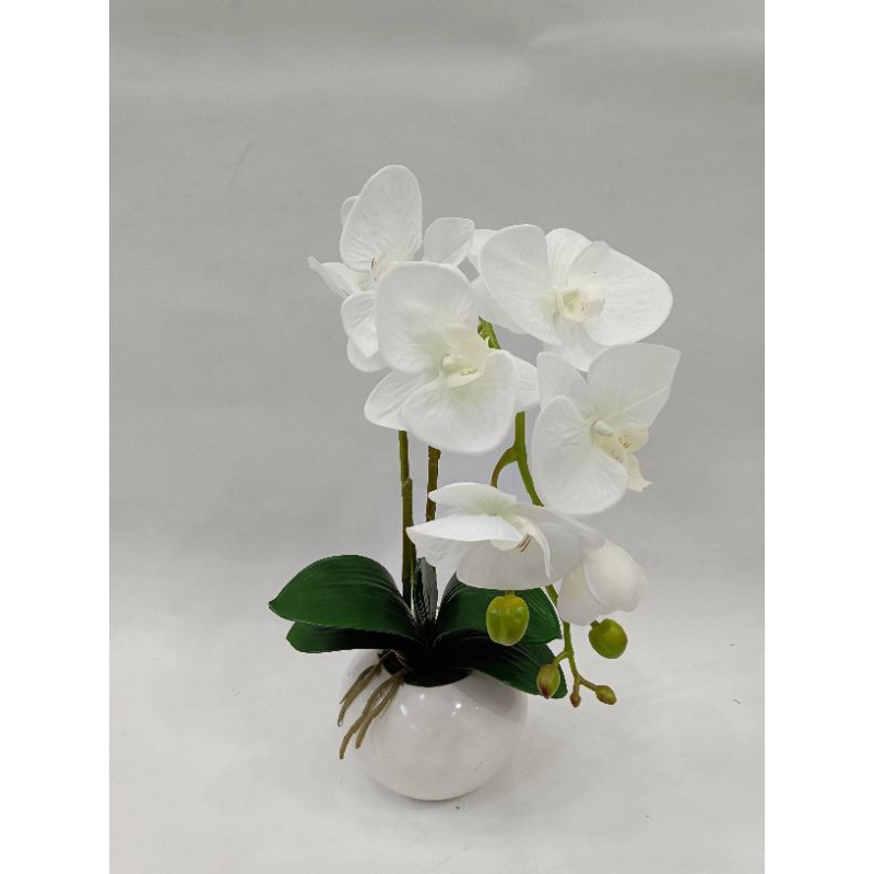 Jual Bunga Rangkaian anggrek Premium vas Grabah | Shopee Indonesia
