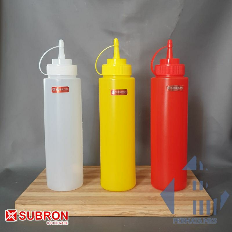 Jual Botol Kecap Tutup 650ml Plastik Putih Merah Kuning / Squeeze Bottle Saus Sambal Subron ...
