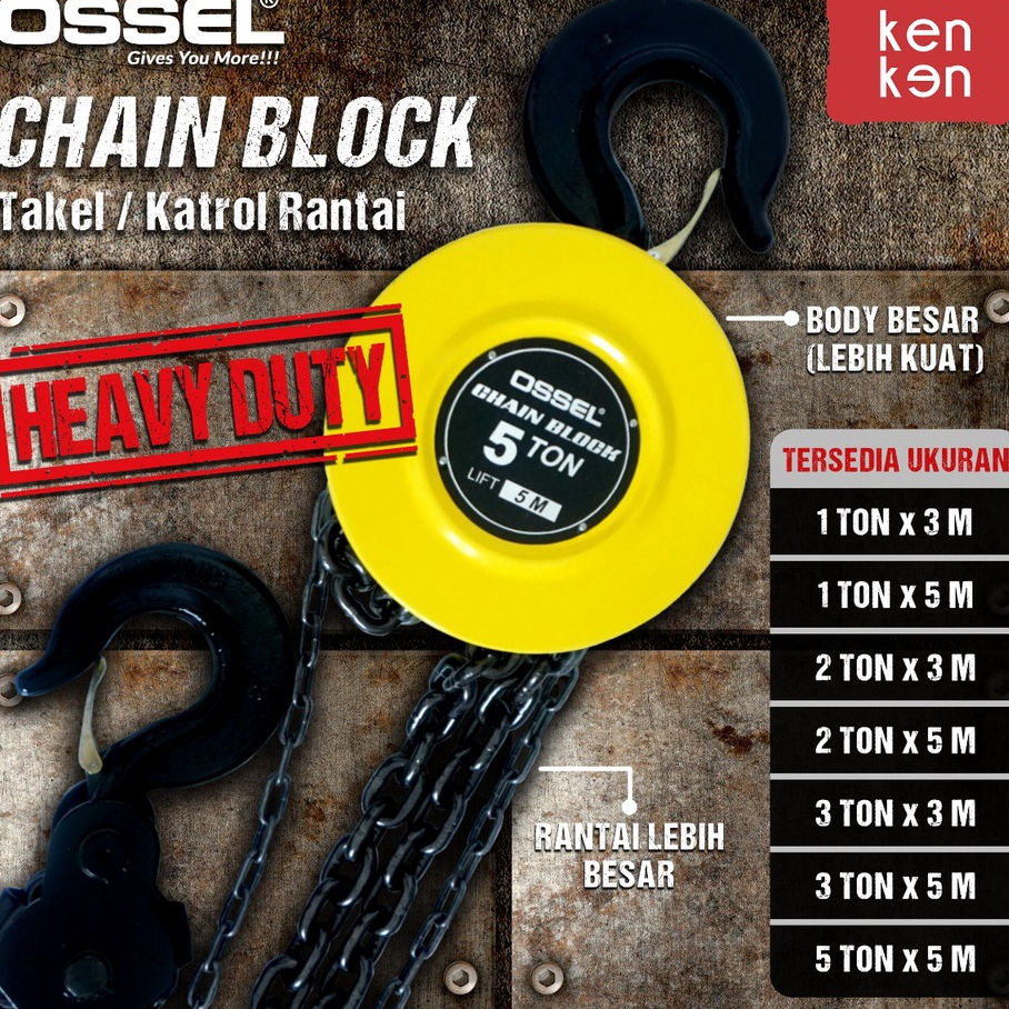Jual OSSEL Takel 1 ton x 5 meter Chain Block 1 ton x 5 meter Katrol Rantai 1 ton x 5 meter ...