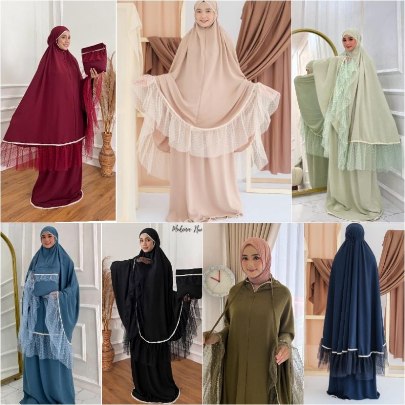 Jual Mukena Polos Dewasa Bahan Rayon Crincle ada Variasi Renda dan Tile ...