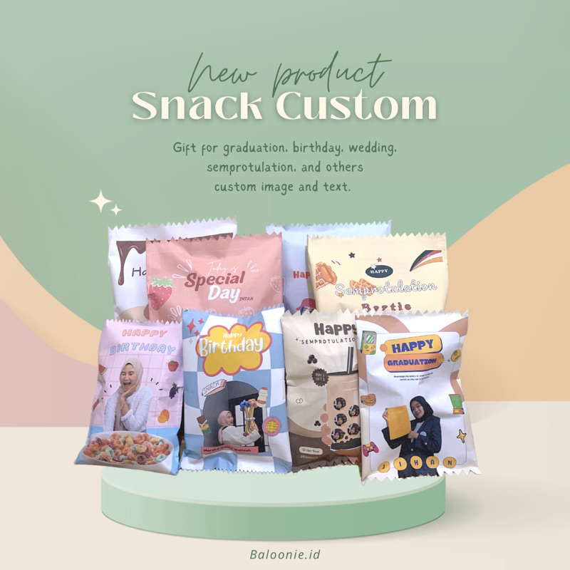 Jual snack custom untuk wisuda, birthday, sempro, dll custom foto dan ...