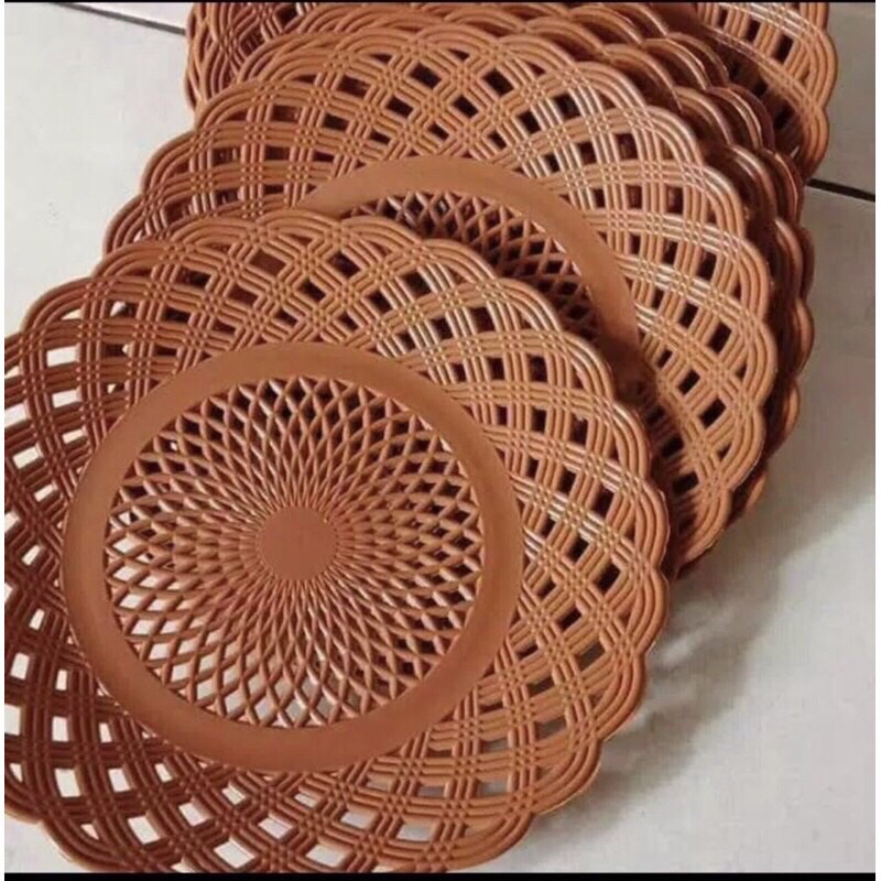 Jual Piring Rotan Plastik Motif Anyaman Bahan Tebal | Shopee Indonesia