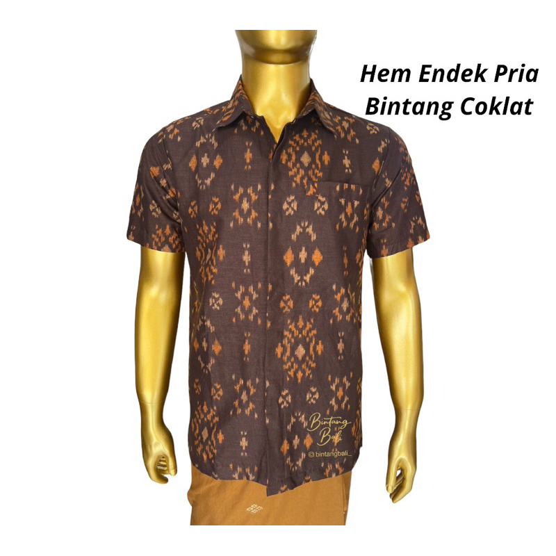 Jual Bintang Bali Kemeja Endek Katun Pria Lengan Pendek motif bintang ...