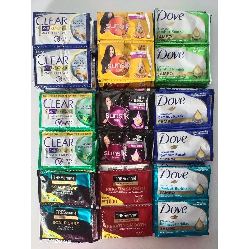 Jual Sampo renceng tresemme dove sunsilk clear isi 12 | Shopee Indonesia