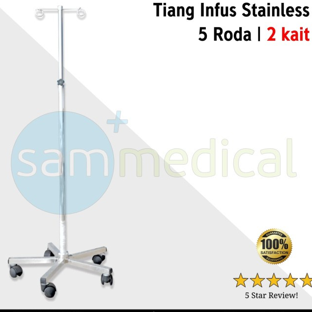 Jual Lokal Tiang Infus + 5 roda full Stainless- 2 kait | Shopee Indonesia