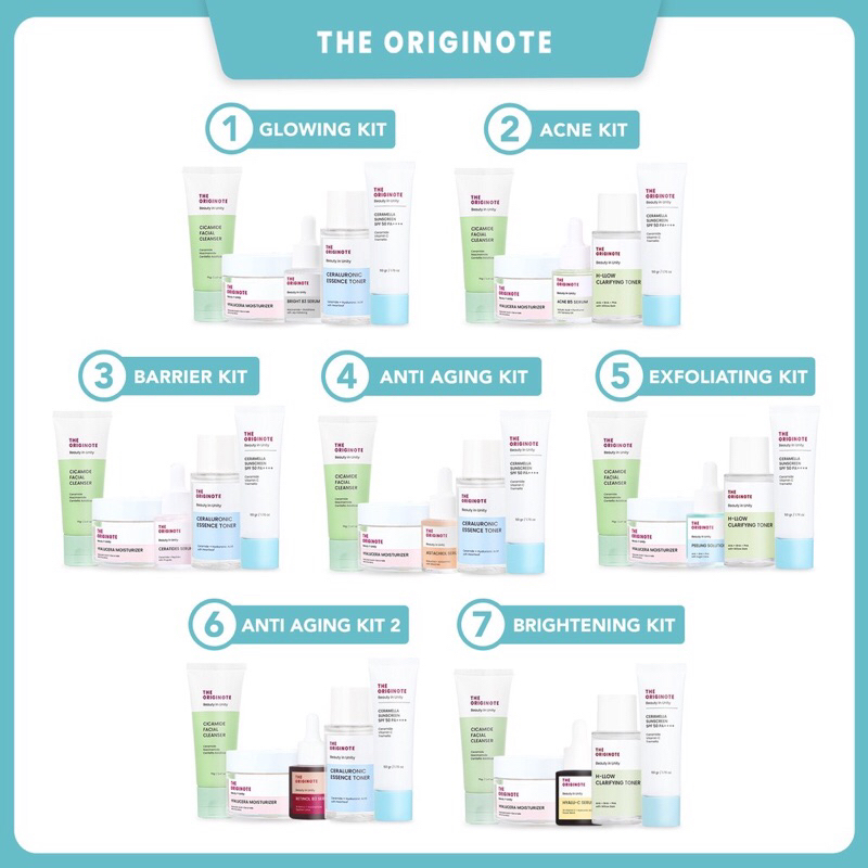 Jual 5in1 The Originote Paket Skincare Face Wash Toner Serum ...