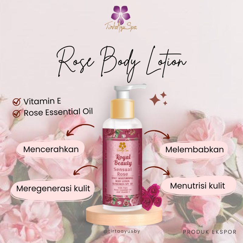 Jual Sensual Rose Body Lotion 100% Rose Essential Oil by Tirta Ayu Spa ...