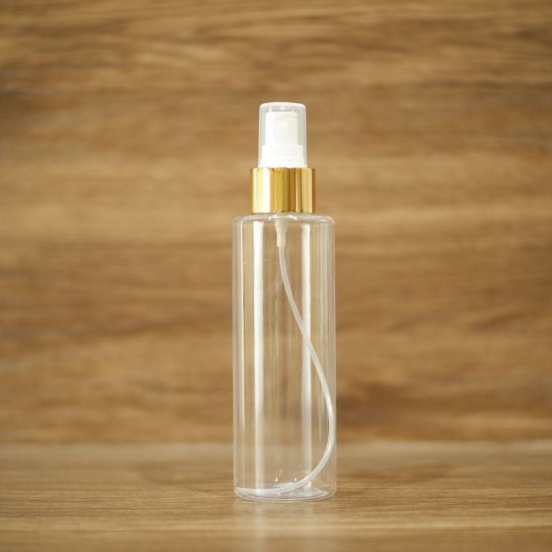 Jual BOTOL PET RF 150ML CLEAR + SPRAYER ALUMINIUM GOLD || BOTOL BODY ...