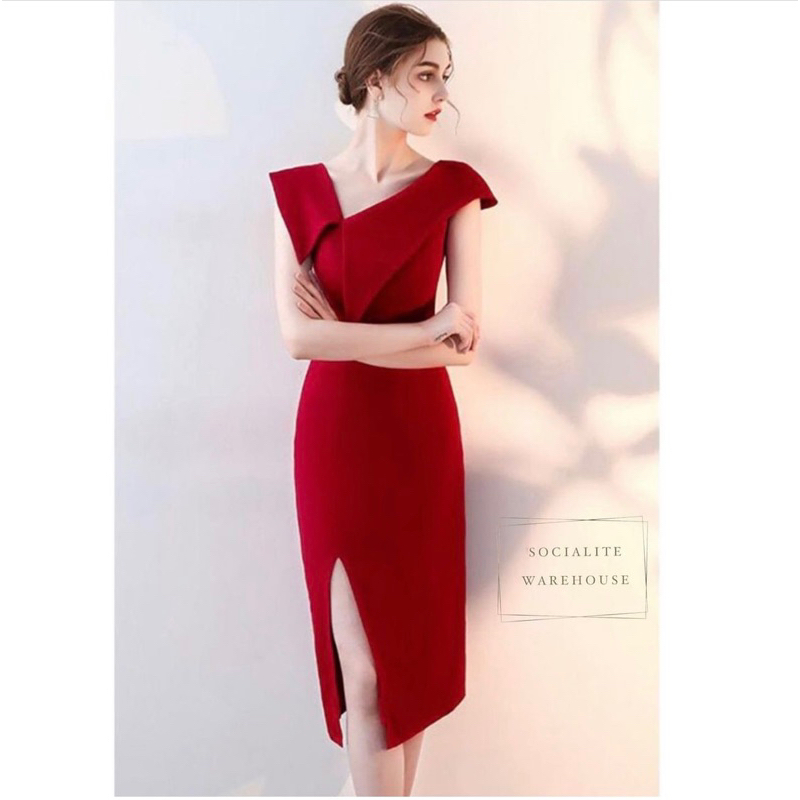 Jual dress merah belah | Shopee Indonesia
