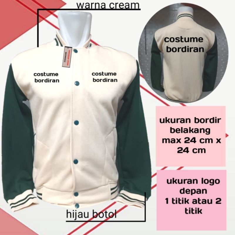 Jual jaket varsity kancing terbaru khusus costume special variasi cream ...
