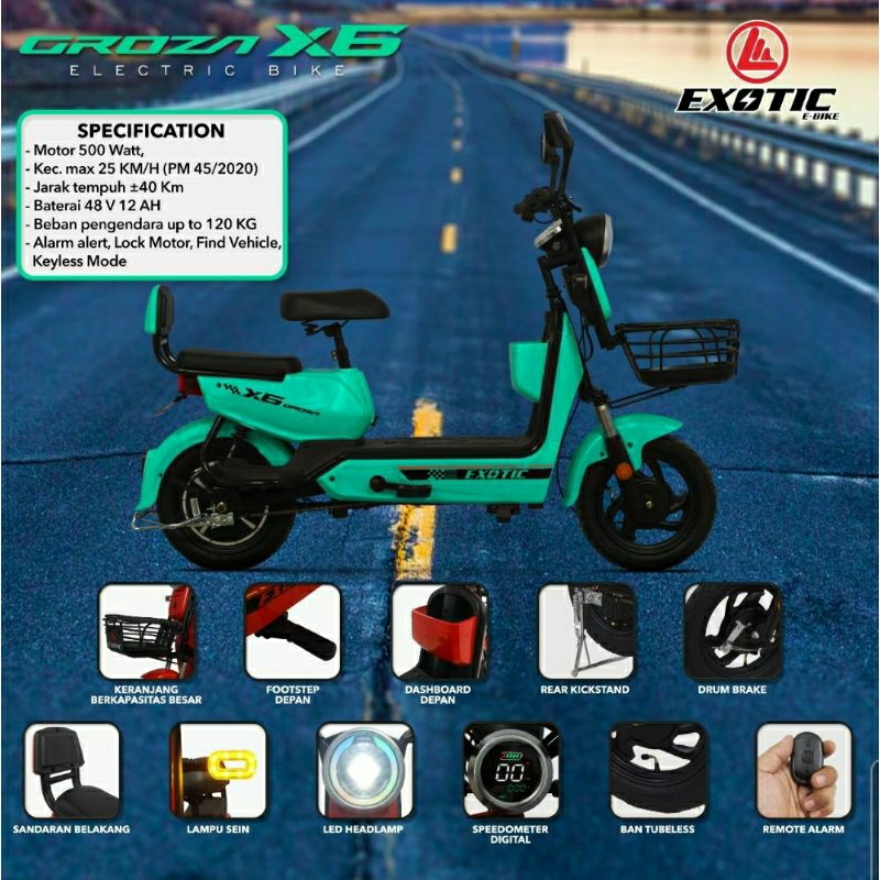 Jual Sepeda Listrik Exotic Groza X6 Electric Bike | Shopee Indonesia