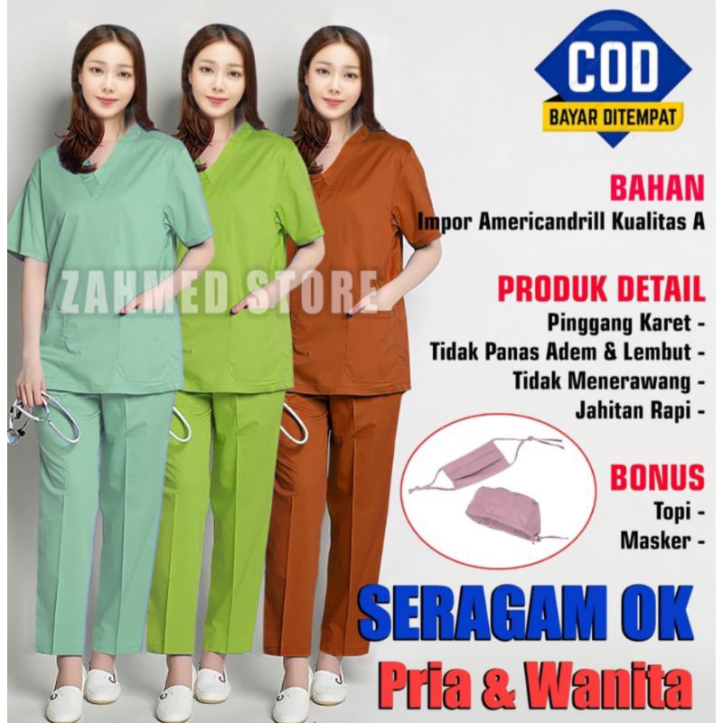 Jual SCRUB BAJU OKA / BAJU OK / BAJU PERAWAT / BAJU OK LENGAN PENDEK ...