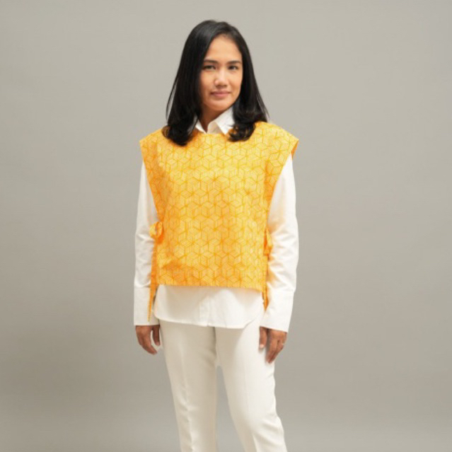 Jual Kemeja dan Vest Batik Cantik A2101 Kuning | Shopee Indonesia