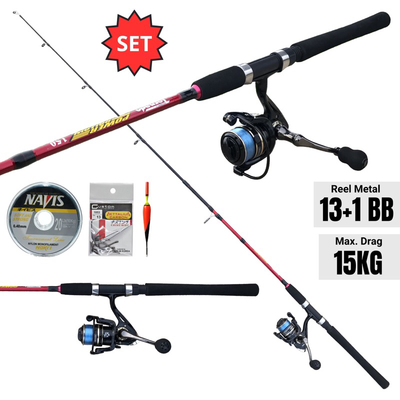 Jual Joran Pancing Set Carbon 150CM Reel Gold Sharking NX4000 Series 14 ...