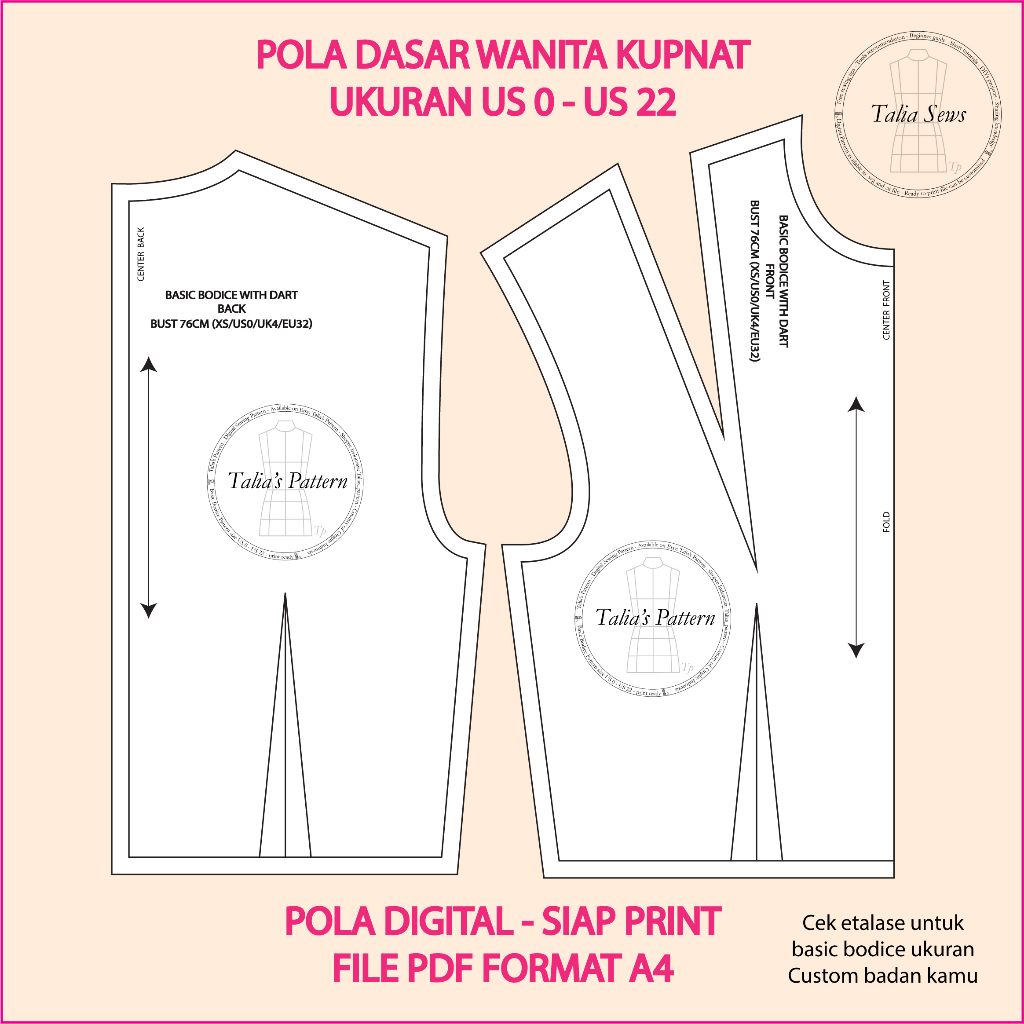 Produk Pola Baju Digital Talia | Shopee Indonesia