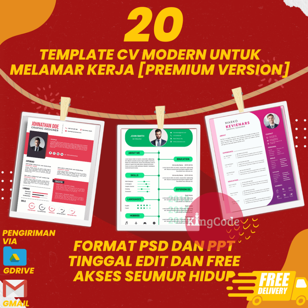 20 TEMPLATE CV(RESUME) PREMIUM FORMAT PSD dan PPT - buy at the price of ...