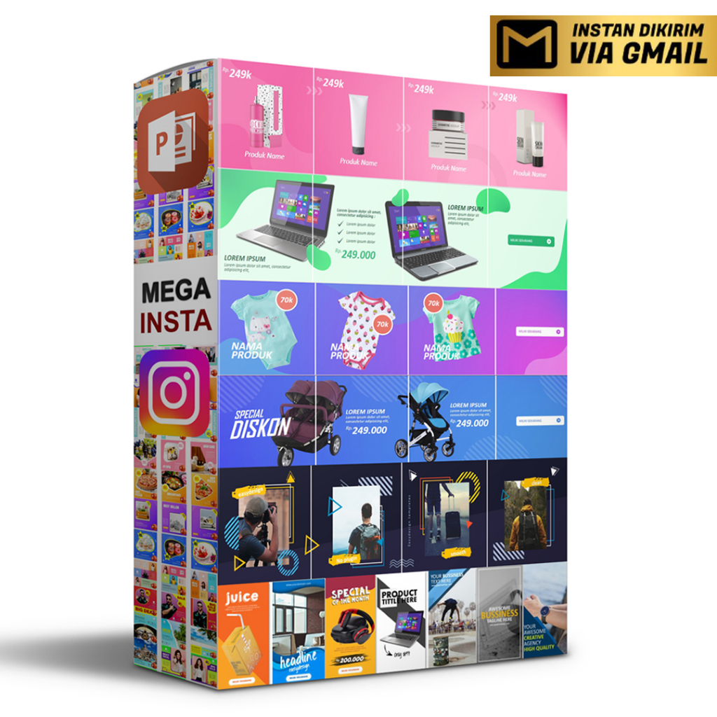 Template Desain Mega Instagram Paket Social Media PPT Power Point Premium | pgmall