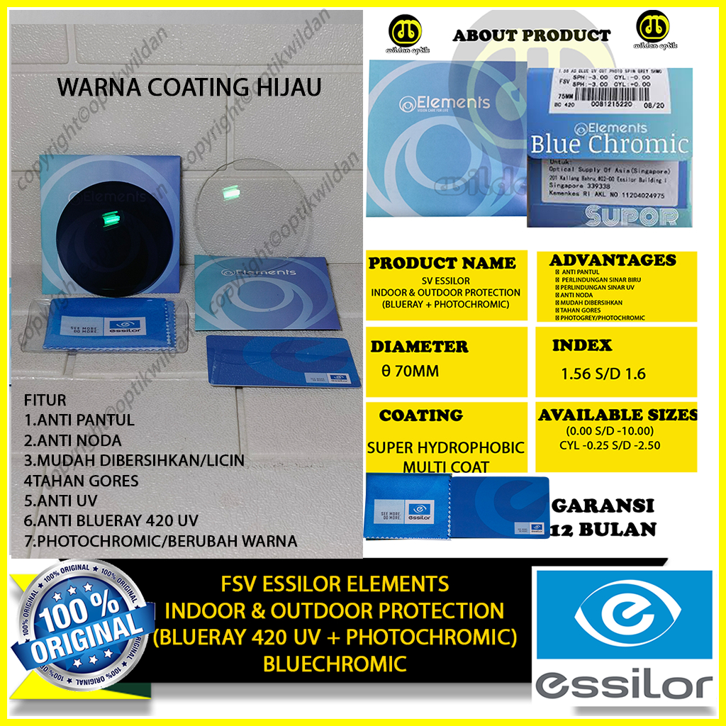 Harga Essilor Elements Bluechromic Indoor Outdoor Terbaru Agustus 2023 ...