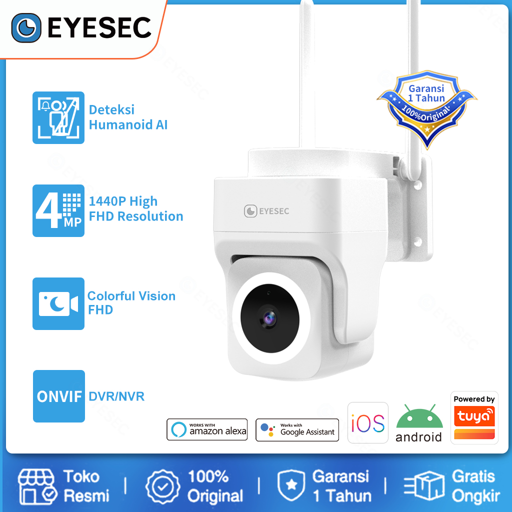 EYESEC IP Kamera Outdoor CCTV Wifi 4MP Waterproof 360 Derajat 3X Zoom Optik Support Tuya APP ...