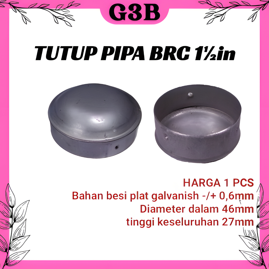 Jual dop tutup tiang pagar brc 1,5 inch topi pipa galvanis 1