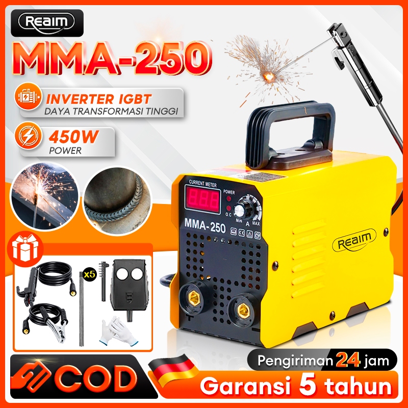 Reaim MMA-250 Mesin Las Inverter 450W Portable IGBT Ikhtisar Spesifikasi Harga
