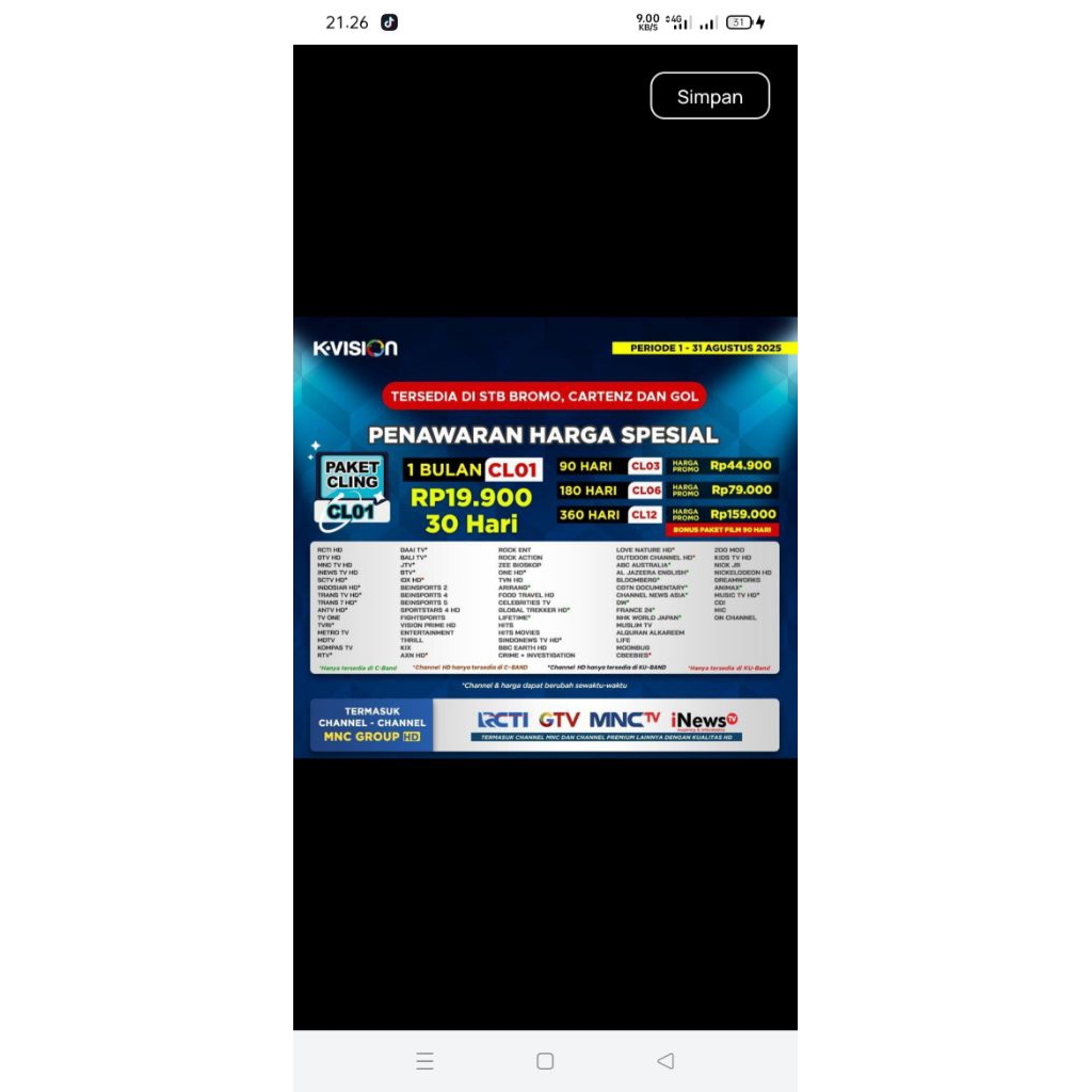 Harga TV Kvision Terbaru Jun 2026 | BigGo Indonesia